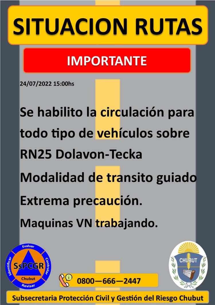 En caravana, se pudo cruzar la Ruta 25 durante este domingo